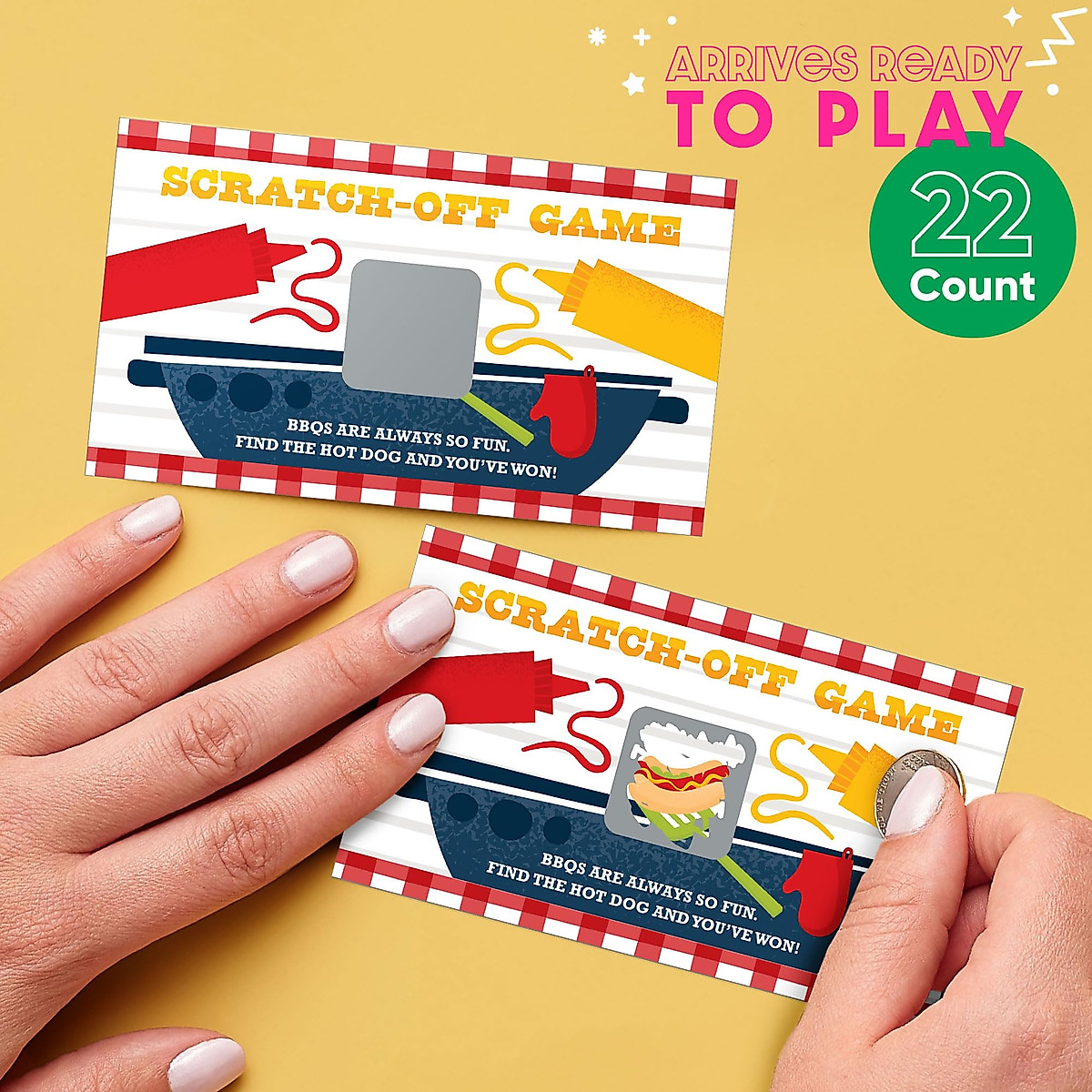 Big Dot of Happiness Fire Up the Grill - Summer BBQ Picnic Party Game Scratch Off Cards - 22 Count