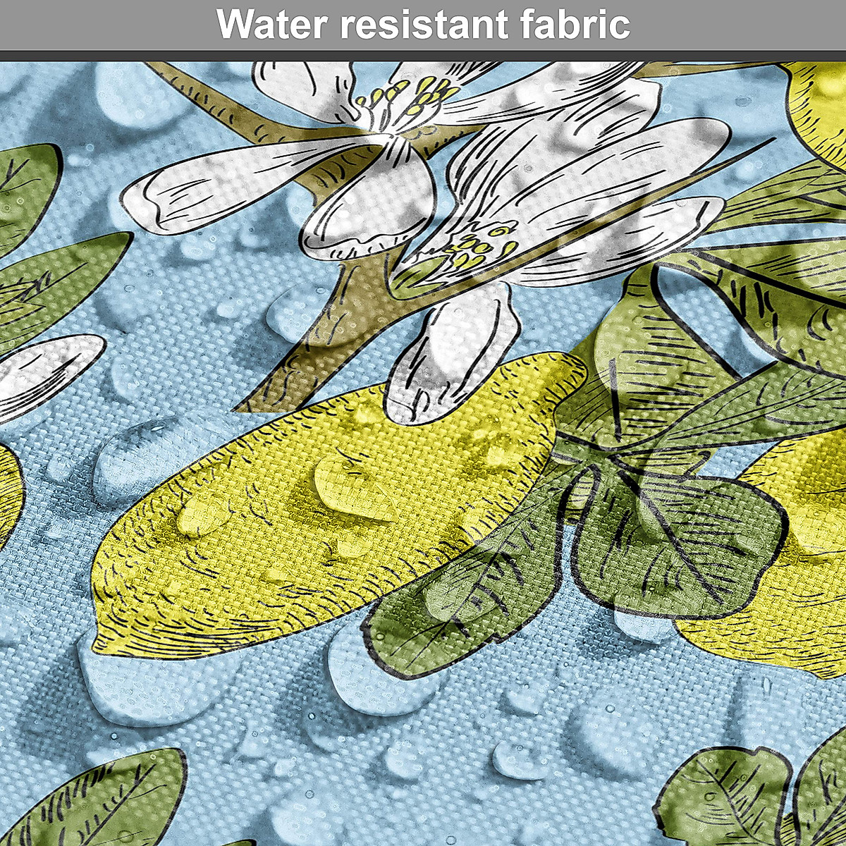 Ambesonne Botanical Fabric by The Yard, Fresh Lemon Patterns with Blossoms and Branches Botanical Spring Art, Decorative Fabric for Upholstery and Home Accents, 2 Yards, Yellow Blue