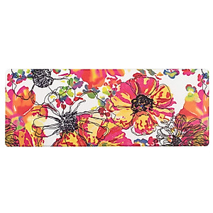 Rugshop Modern Bright Flowers Anti Fatigue Standing Mat 18" x 47" Multi