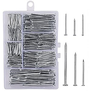 376pcs Premium Hardware Nails Assortment Kit, Maximum Length 2 Inches Galvanized Nails, Picture Hanging Nails, Wood Nails, Wall Nails with Storage Box | 6 Sizes