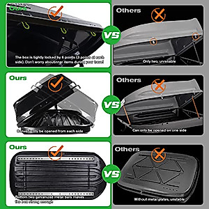 Cargo Box Waterproof Rooftop Cargo Carrier with Car Trunk Organizer Heavy Duty Roof Storage Box Hard Shell Rooftop Cargo Carrier Box Lockable Roof Luggage Storage Case 14 Cubic Feet (Black)