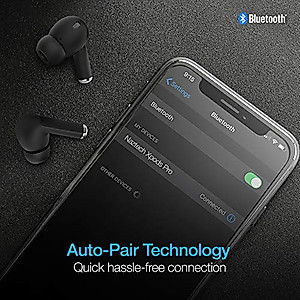 Naztech Xpods PRO True Wireless BT 5.0 Earbuds w/Portable Wireless Charging Case, Noise Cancelling Mic, Comfortable Design for Commute, Home Office, Sports, Jogging (Black)