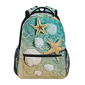 ALAZA Starfish and Seashell on the Summer Beach Junior High School Bookbag Daypack Laptop Outdoor Backpack