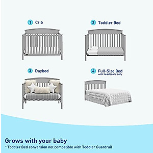 Graco Benton 5-in-1 Convertible Crib (Pebble Gray) – GREENGUARD Gold Certified, Converts from Baby Crib to Toddler Bed, Daybed and Full-Size Bed, Fits Standard Full-Size Crib Mattress