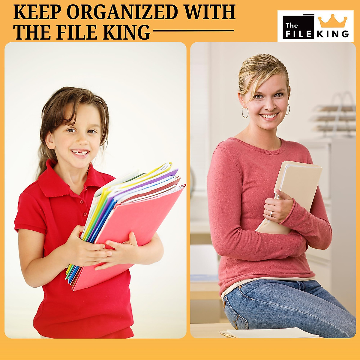 The File King 1/3-Cut Top Tab Manila File Folder - Letter Size | Box of 100 | Made in America | Assorted Tab Positions | 11-Point Fiber | Organize Home & Office Papers