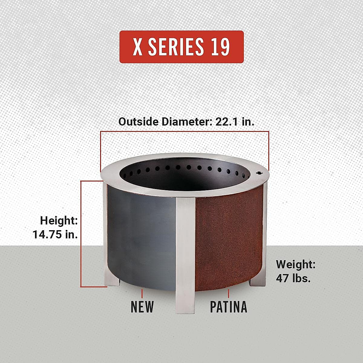 Smokeless Fire Pit | 22 Inches | Breeo X Series 19 Wood Burning Campfire | USA | Corten Steel | Best Durable Backyard Bonfire | Grilling & Cooking | Low Smoke Stove | Enjoy with A Group Or Solo