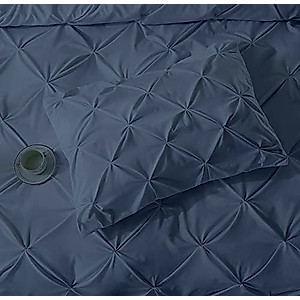 California Bedding Pinch Plated/Pintuck Pillow Cover Sham Medium Blue Solid Set of 2 Luxuries Decorative 800 TC Long-Staple Egyptian Cotton Super King 20x36 Size, Soft Breathable Natural Cotton