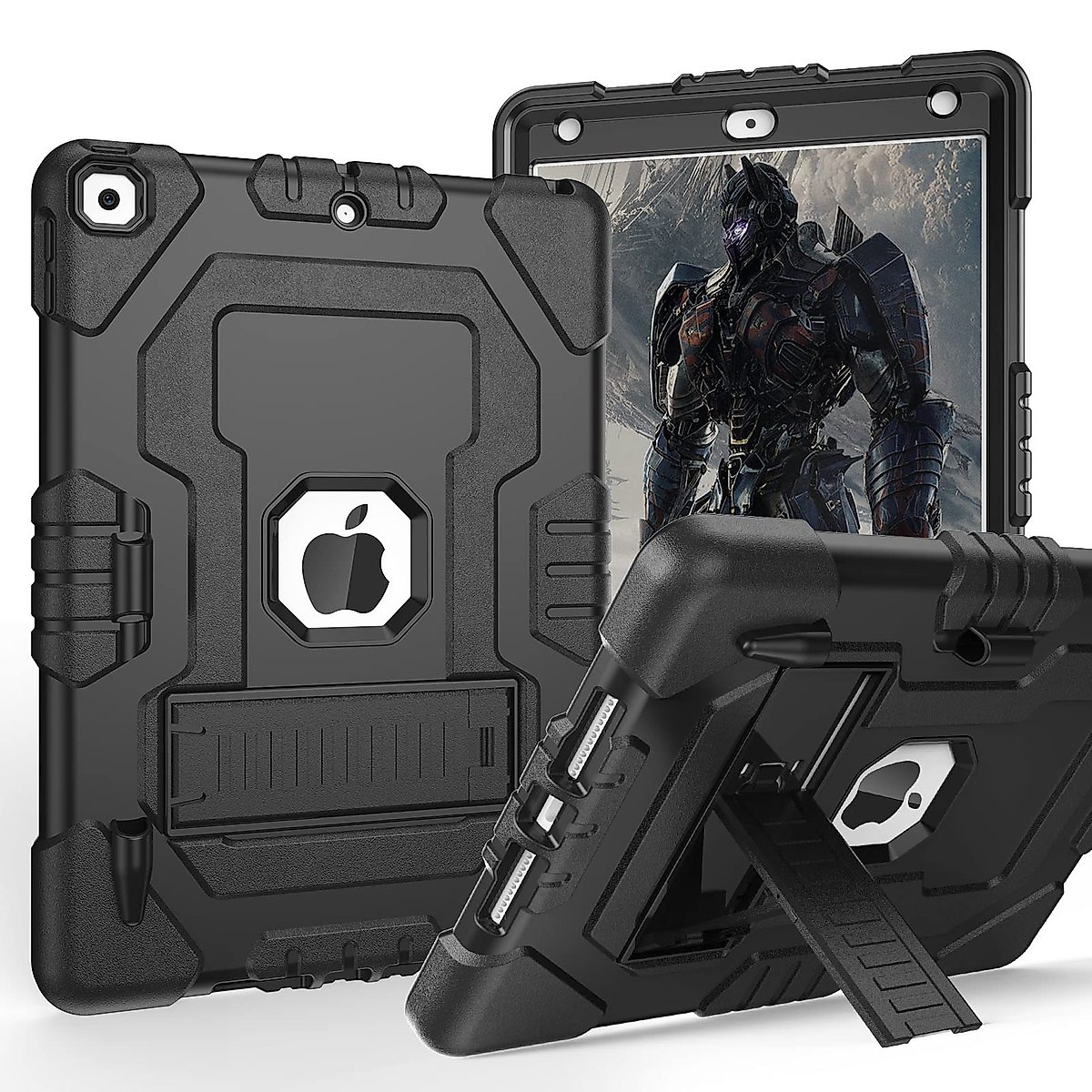 Rantice 9th Generation Case, 8th Generation Case, 7th Generation Case, Hybrid Shockproof Rugged Drop Protection Cover with Kickstand for 10.2'' 2021/2020/2019 Released (Black)