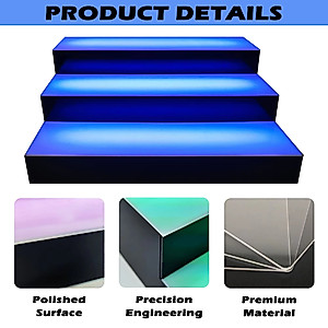 Royxen LED Lighted Liquor Bottle Shelf 3 Tier, 16 Inch Bar Shelf with Remote, Bottle Stand Multi-Color Lighting Modes for Bars