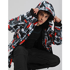 YEEFINE Men's Ski Suit Waterproof Snow Suits Two Piece Snowboard Jacket and Pants Set Outdoor Windproof Snowsuit Winter Warm Snow Coats(HBT+Black, L)