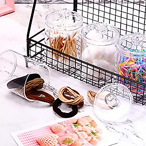 12 Pack Cotton Ball Dispenser Clear Apothecary Jars with Labels Acrylic Cotton Swab Holder Transparent Cotton Ball Container Round Flosser Organizer Cotton Balls Storage Bathroom Canisters