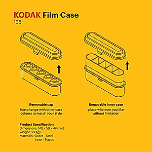 KODAK Film Case - for 5 Rolls of 35mm Films - Compact, Retro Steel Case to Sort and Safeguard Film Rolls (Blue) (Film is not Included)
