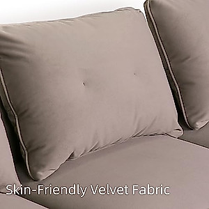 LLappuil Velvet Modular Sectional Sofa with Reversible Chaises, 7 Seater U Shape Sectional with Storage, Waterproof, Anti-Scratch and Antistatic Modular Couch for Living Room, Brown