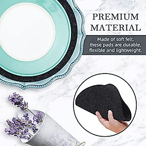 96 Pack Felt Plate Dividers Protectors, Thick Felt Round Plate Separators Pads China Dish Storage Protectors Pads with 3 Sizes for Packing Stacking Porcelain Cookware, Black