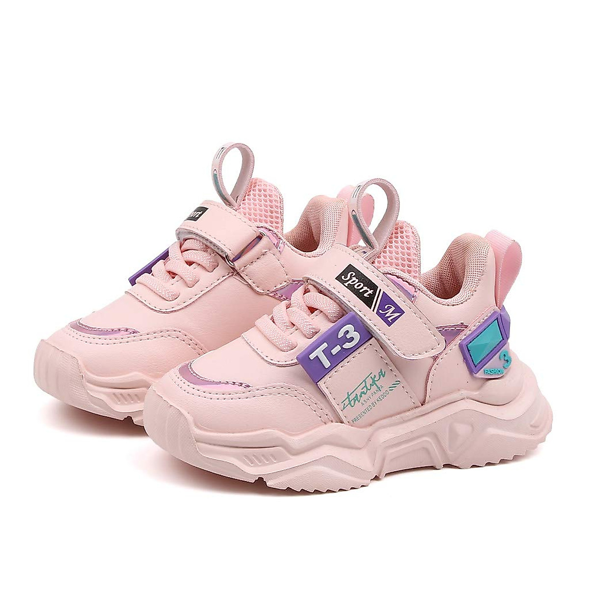 IWIHMIV Kids Fashion Sneaker Shoes Lightweight Athletic Running Shoe Breathable Sports Shoe（a1-Pink,4.5 Years