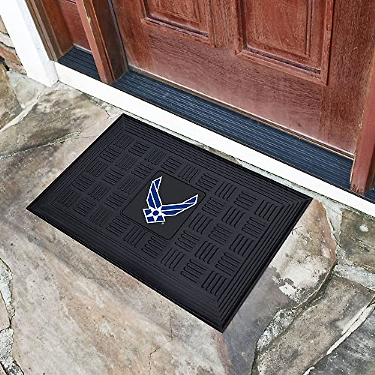FANMATS - 13408 Fanmats Military 'Air Force' Medallion Door Mat,Multi-color,19"x30"
