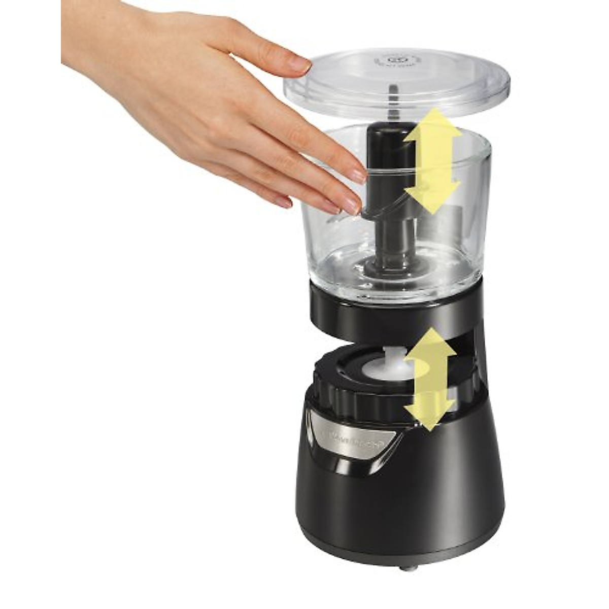 Hamilton Beach Stack & Press Mini 3-Cup Glass Bowl Food Processor & Vegetable Chopper, Black (72860)