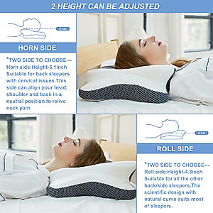 Icedeer Cervical Neck Pillow for Neck Pain Relief, Odorless Memory Foam Cervical Pillows, Orthopedic Sleeping Bed Pillows Support Side, Back and Stomach Sleepers 23.6 * 14 * 5.1 inch