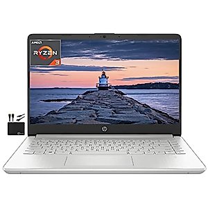 HP 2022 Newest 14'' HD Laptop Computer, AMD Ryzen 3 3250U (Upto 3.5GHz, Beat i5-7200U), 8GB RAM, 128GB SSD, HD Webcam, WiFi, Bluetooth, HDMI, USB-A&C, 10+ Hours Battery, Win 11 S+Marxsolcables