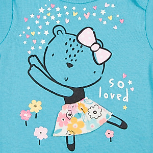 Gerber Baby Girl's 5-Pack Long-Sleeve Onesies Bodysuit, Blue Bear, 3-6 Months