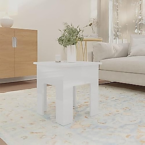 QJBSAVVA Coffee Table High Gloss White 15.7"x15.7"x16.5" Engineered Wood,Floor Standing Table Table for Living Room Cocktail Table Suitable for Meeting Rooms, Reception Rooms, Offices