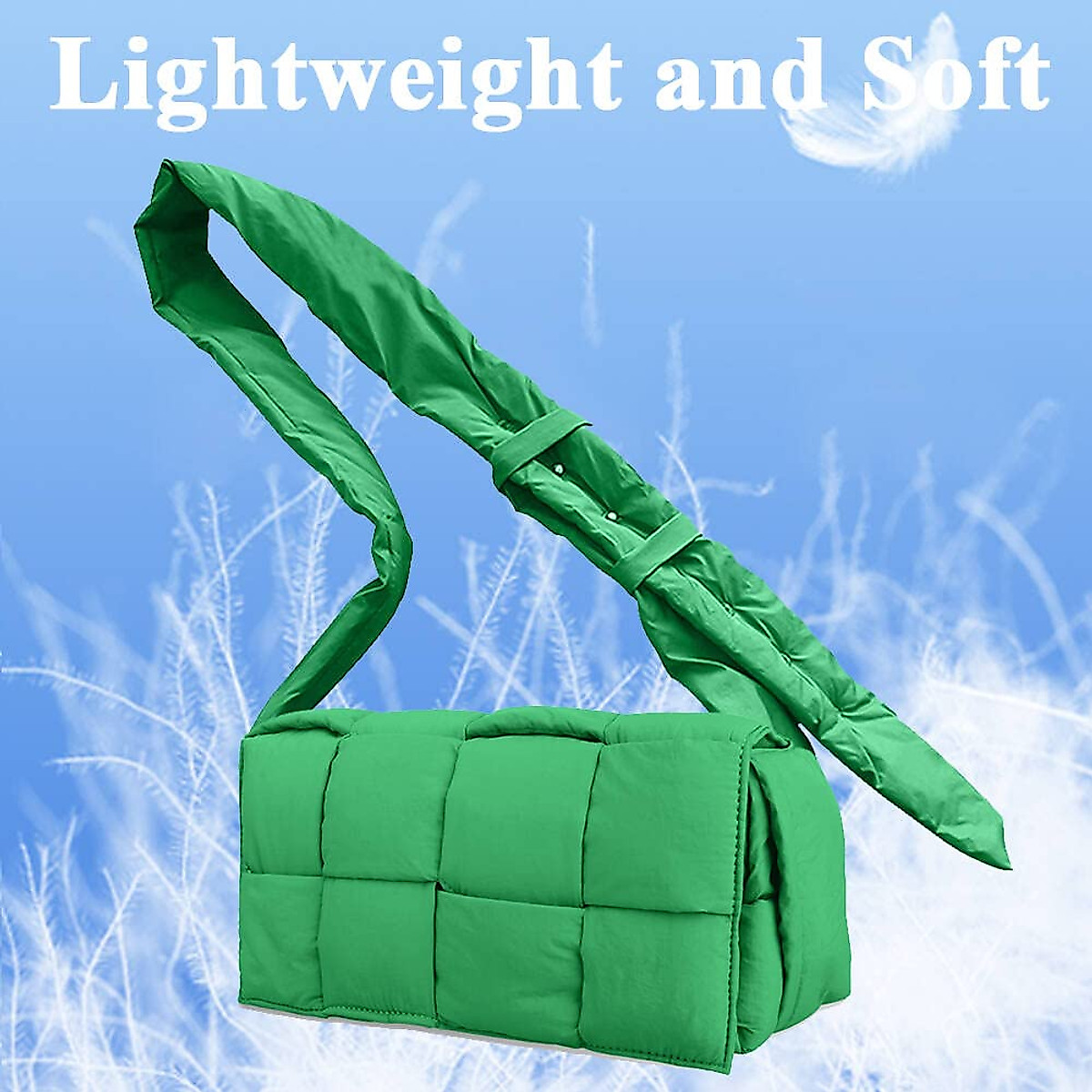 INPAKSA Puffer Woven Bag Women Padded Designer Crossbody Bags Woven Purse Down Shoulder Bags for Women