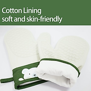 Oven Mitts Oven Gloves Silicone and The Inner Cotton Insulation Heat Resistant 500 Degree Kitchen Cooking Gloves