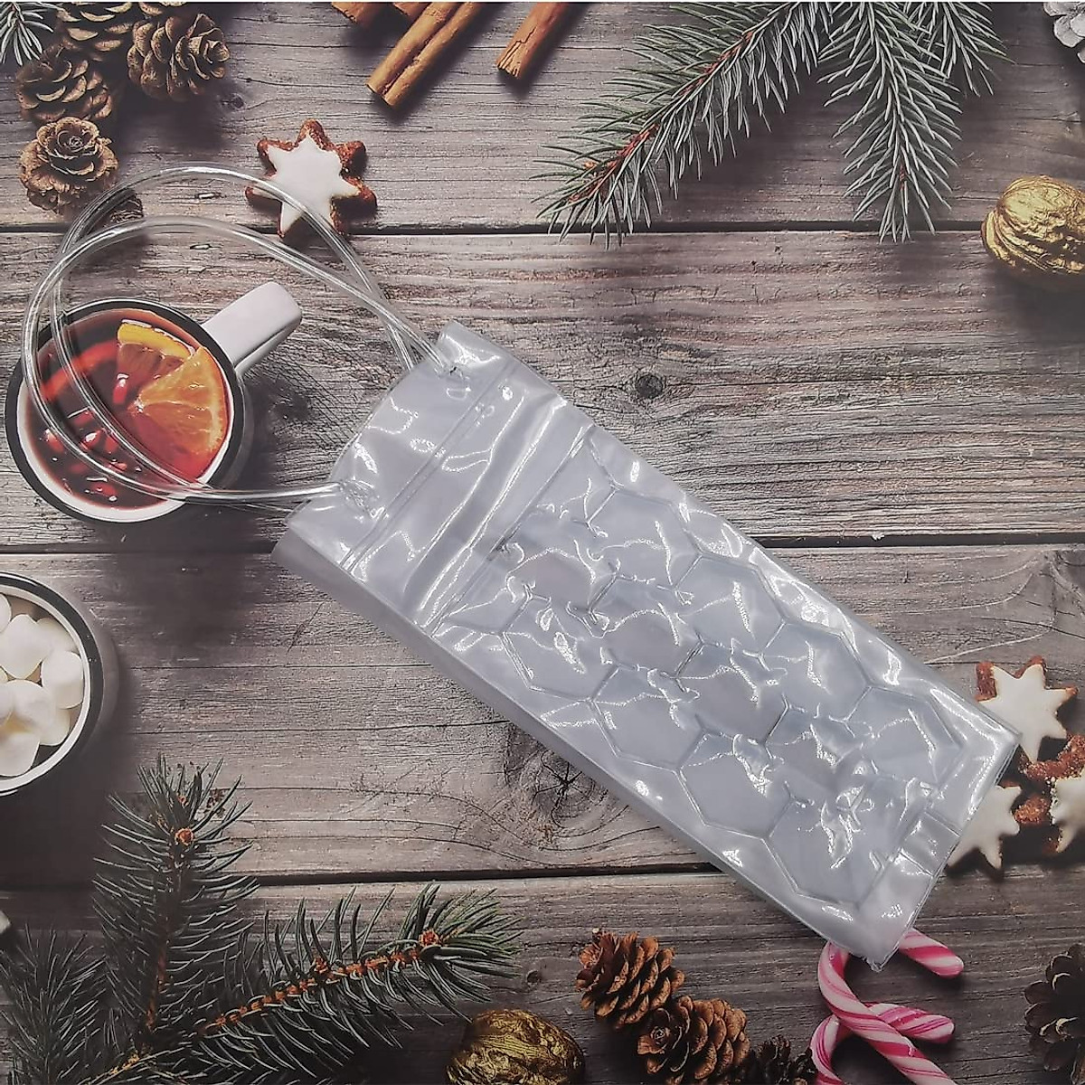 2 Pcs Wine Chiller，Ice Wine Bag, Gel Wine Bottle Chill Cooler Ice Bag,Wine Cooler Refrigerator & Beverage Transport, Clear Freezer Bag，Wine Bottle Chiller Cooler for Red White Champagne or Sparkling
