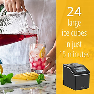 Deco Chef Countertop Ice Maker 40LB/24H, 24 Full Cubes Every 15 Minutes, Adjustable Size, Digital Control and Timer, Self-Cleaning, EZ Access Flip Lid, Scoop Included, Black
