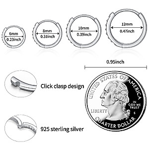 Small Hoops Earrings for Women - 6mm Silver S925 Huggie Hoop Earrings - Tiny Cartilage Diamond Earring CZ Earrings for Men Women