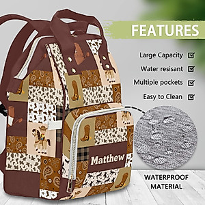 Personalized Diaper Bag Backpack Tote,Cowboy Quilt, Custom Diaper Bags for Shower Gift