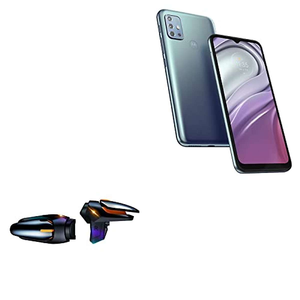 BoxWave Gaming Gear Compatible With Motorola Moto G20 - Touchscreen QuickTrigger Auto, Trigger Buttons Autofire Gaming Mobile FPS - Jet Black