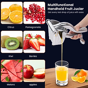 Lemon Squeezer Heavy Duty Juicer Hand Press Premium Quality Lemon Squeezer Manual Citrus Press Juice Extractor Lemon Lime Juicer Handheld Orange Juice Squeezer Fruit Juicer-Silver