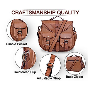JINALEXIA LEATHER Real Leather Purses for Women Crossbody Bag Designer Handbags Shoulder Purse Satchel Bags for Women Cute Vintage Saddle Crossover, Brown