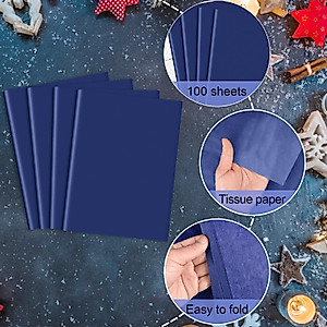 BOUBONI 100 Sheets Navy Blue Tissue Paper Bulk 20 x 14.5 inches Gift Wrapping Paper Craft Tissue Paper for Flower Artworks Crafts Holiday Party Decoration