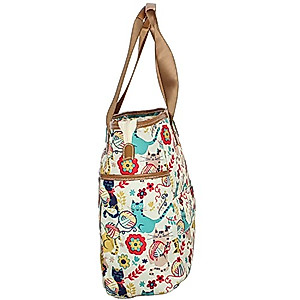 Lily Bloom Pattern 14 Inches Handbag for Women, Large Capacity Tote Bag Satchel Shoulder Bag