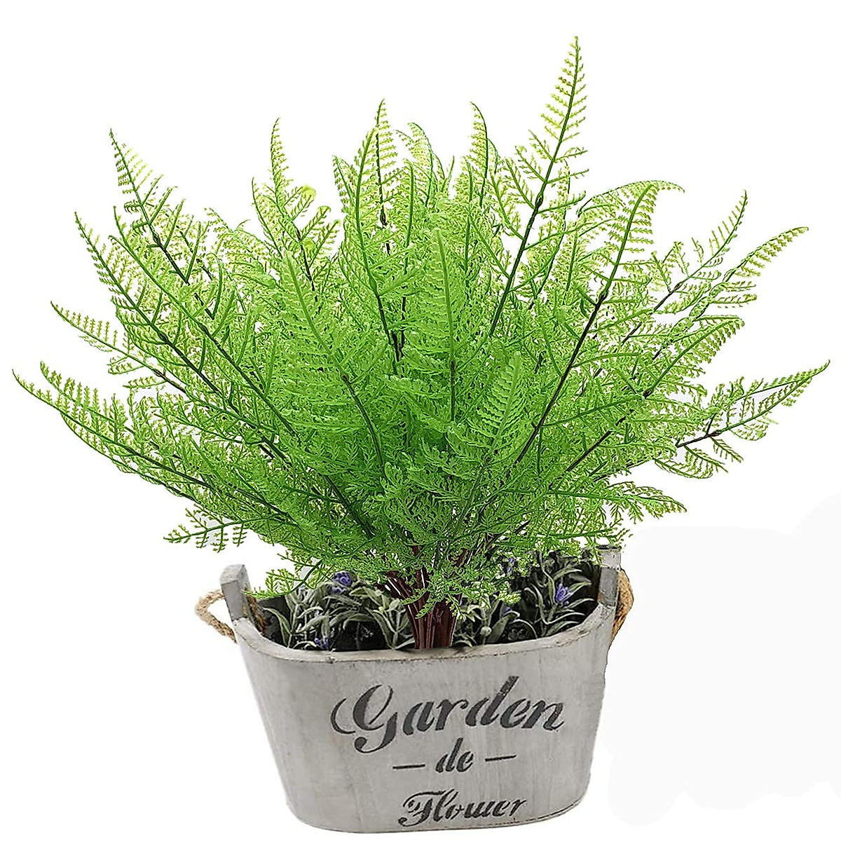 LOVENIMEN Artificial Fern Leaves Plants, Plastic Shrubs Grass Fake Bushes 2pcs, Outdoor Indoor Greenery Home Garden Décor Verandah Planting Filler Table Centerpieces Arrangements DIY Decoration