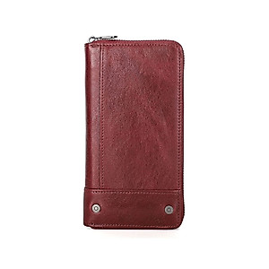 SPYBY Men's Wallets Genuine Leather Money Organizers Business Card Cases Money Clips Wallets RFID Blocking (Color : Red)