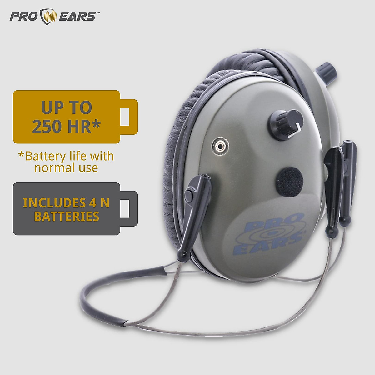 Pro Ears Pro Tac 300 Behind The Head Electronic Hearing Protection, Military Grade Tactical Ear Muffs, NRR 26 DB, For The Range, Shooting, & Hunting, Green