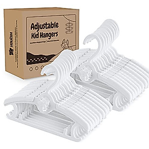 HOUÍSM Baby Hangers Adjustable for Nursery, 20Pack Cream White Baby Clothes Hangers, Cascading Fox Rack for Newborn Infant Toddler Child Closet, Boy Girl Connecting Bottom Hangers with Coat & Pants