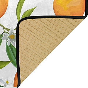 Orange Fruits Flowers Kitchen Mat Rugs Cushioned Chef Soft Non-Slip Floor Mats Washable Doormat Bathroom Runner Area Rug Carpet