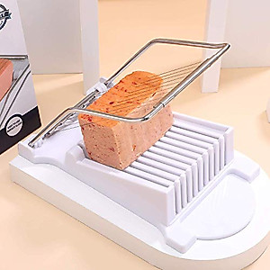 NVTED Luncheon Meat Slicer, Boiled Egg Fruit Soft Cheese Slicer Cutter, Stainless Steel Wires, Cuts 10 Slices (White)