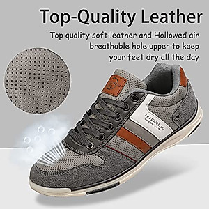 AX BOXING Mens Lace Up PU Leather Sneakers - Breathable and Comfortable Casual Walking Shoes(Black, Size_10)