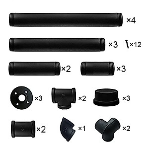 STARKOO Industrial Pipe Clothes Rack, 71inch Wall Mounted Garment Clothing Bar, Closet Storage,Hanging Bar,Heavy Duty Black Steel Iron for Laundry Room