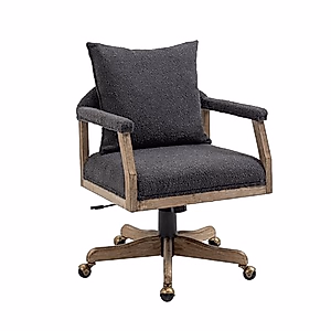 LuxyHoom Home Office Chair, Computer Desk Chair with Arms, Pillow, Teddy Fabric Gaming Chair for Desk, Comfy Wide Desk Chair with Wheels for Home Office, Bedroom,Study Room, Reading Room, Black