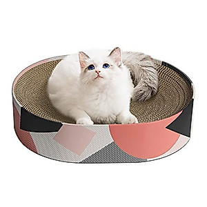 ComSaf Cat Scratcher Cardboard, Oval Corrugated Scratch Pad, Cat Scratching Lounge Bed, Durable Recycle Board for Furniture Protection, Cat Scratcher Bowl, Cat Kitty Training Toy…