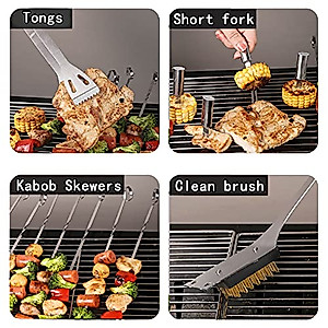 BBQ Grill Tools Set, 20 PCS BarbecueTools for Garden Party, Stainless Steel Grill BBQ Utensils Set for Outdoor Camping Cross-Country, Utensils Case for Travel (20 PCS)