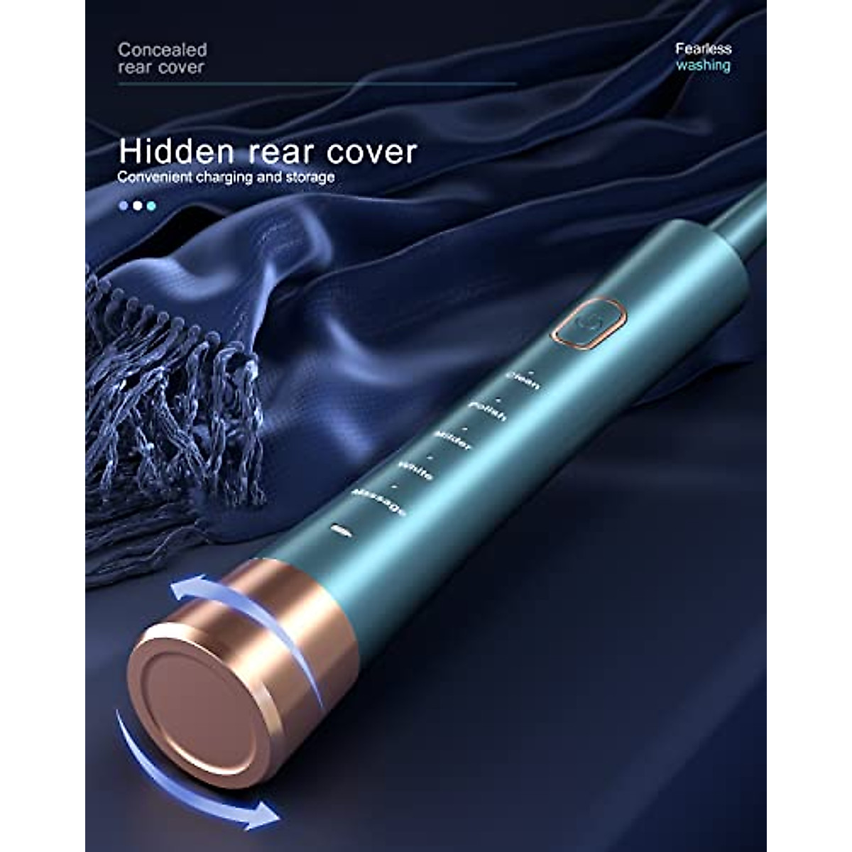 USB Rechargeable Sonic Electric Toothbrush for Adults, Powered Motor High Vibration Teeth & Gum Care, Soft Dupont Brush Heads, 2 Minutes Timer 5 Modes, Green