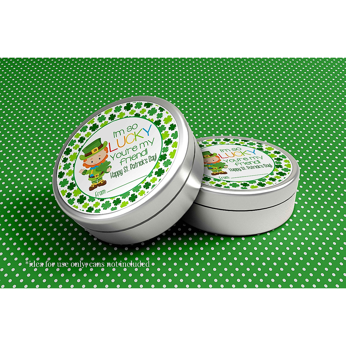 Lucky You’re My Friend Leprechaun St. Patrick’s Day Gift Tag Sticker Labels, 40 2" Party Circle Stickers by AmandaCreation, Great for Party Favors, Envelope Seals & Goodie Bags
