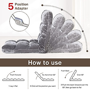 Floor Chair, 360 Degree Swivel Gaming Chair Floor Seat w/Adjustable Ergonomic Lumbar Support Backrest, Comfortable Folding Floor Chair for Meditating TV Reading Playing Video Games (Grey)